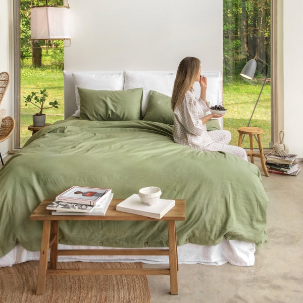 Embrace Tranquility: Mixing Sage Linen Bedding with Nature's Hues ...