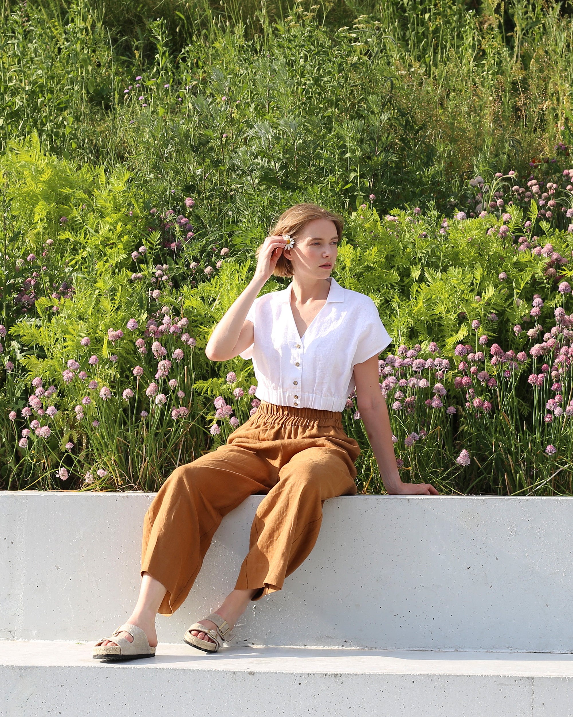Wide Leg Linen Pants ALCUDIA in Cinnamon | MagicLinen