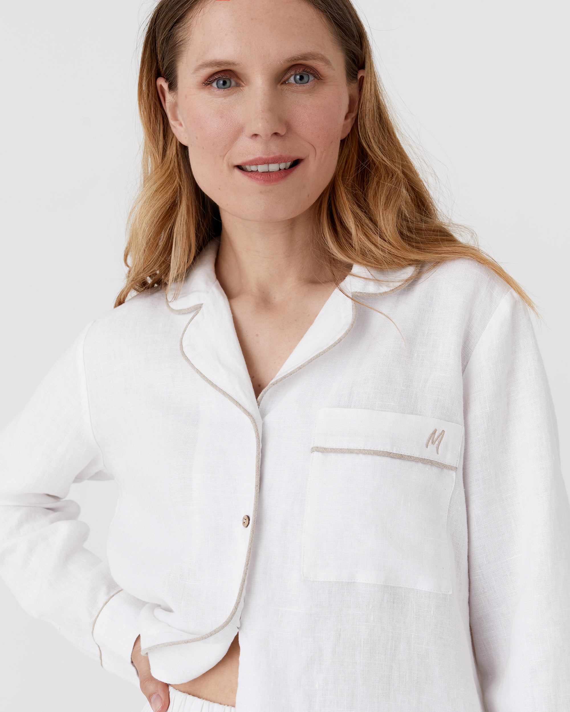 Linen pajama set PADUA in White | MagicLinen