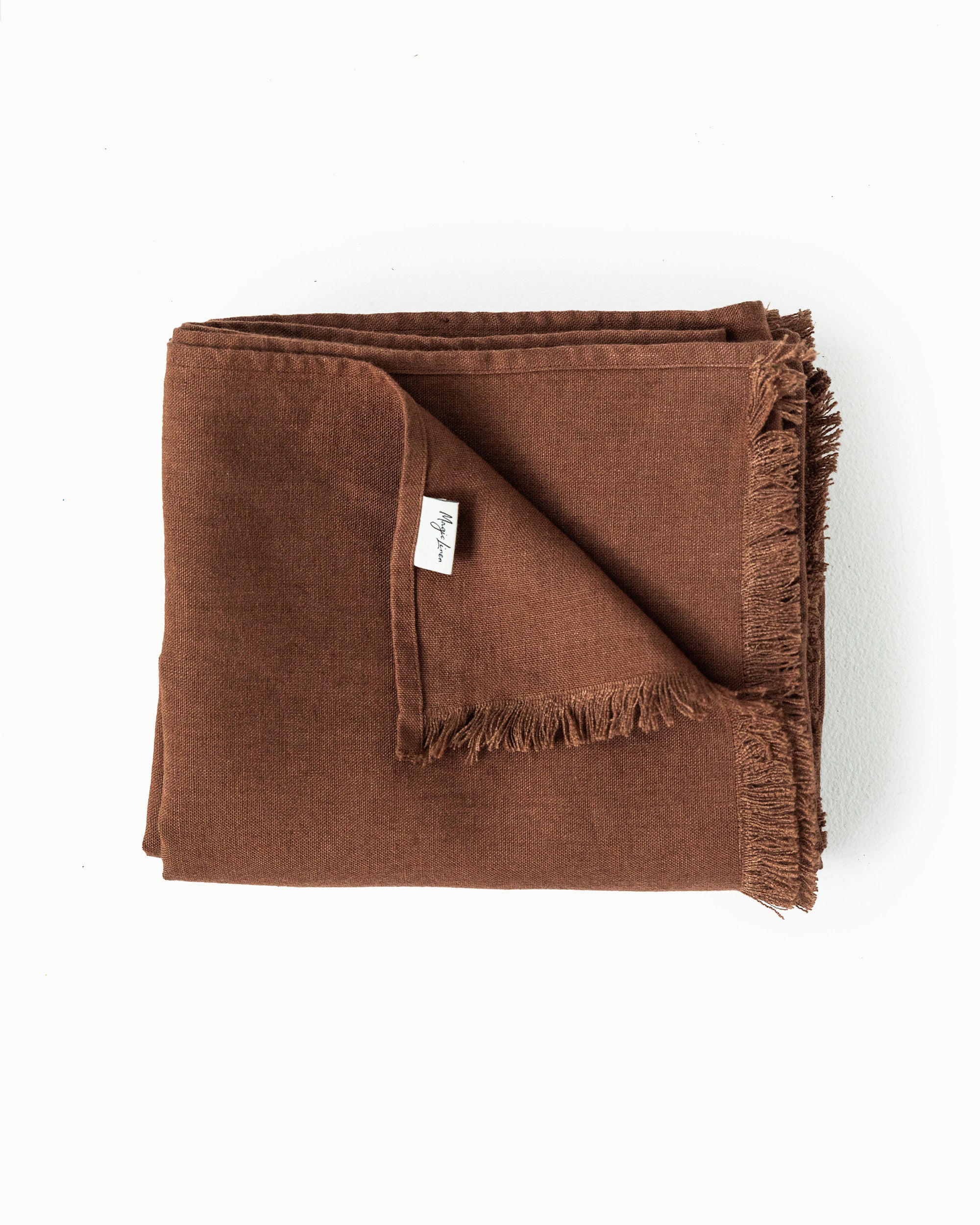 Heavyweight linen throw blanket in Chocolate brown | MagicLinen