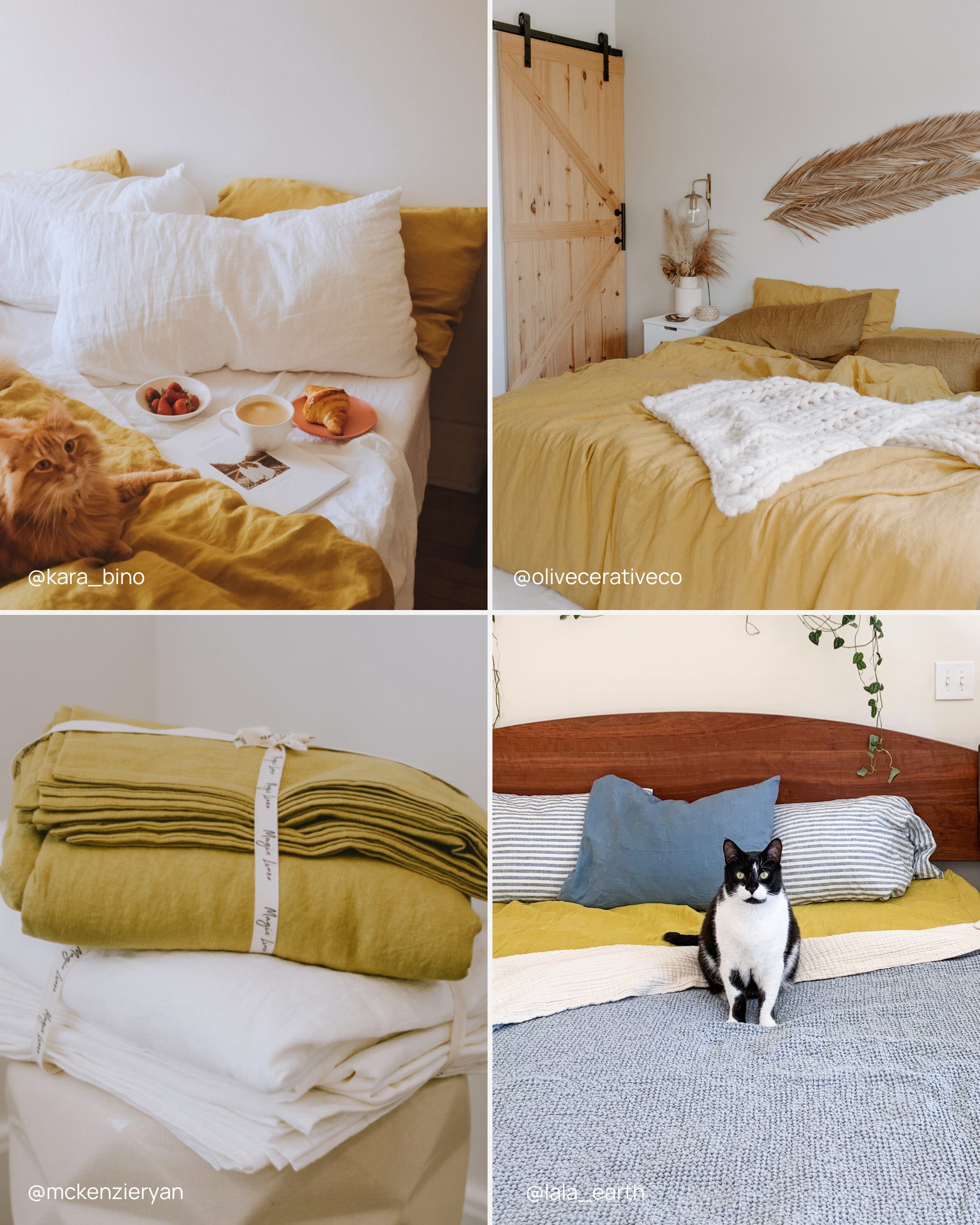 Moss Yellow Linen Duvet Set | MagicLinen