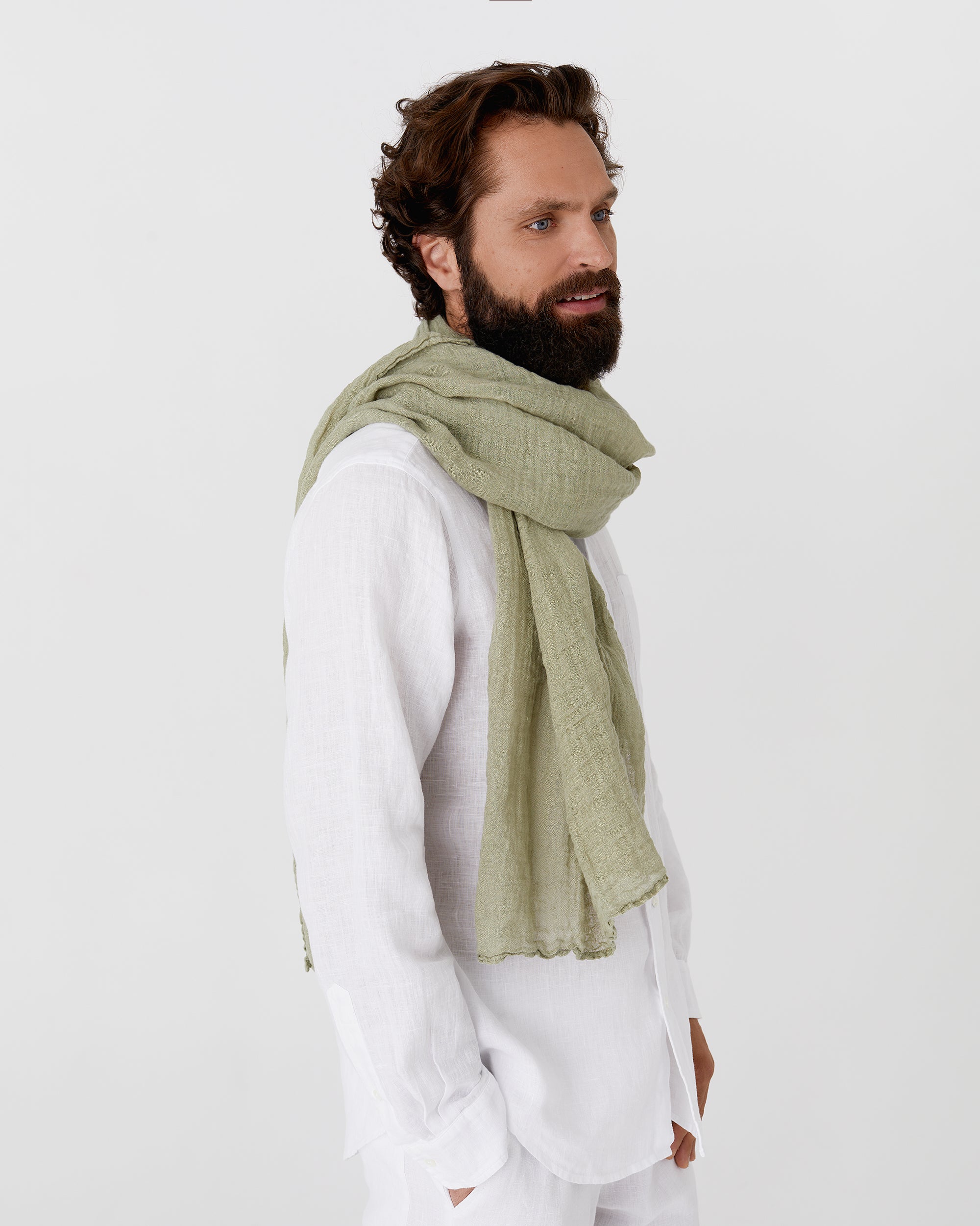 Mens Linen Scarf in Sage | MagicLinen