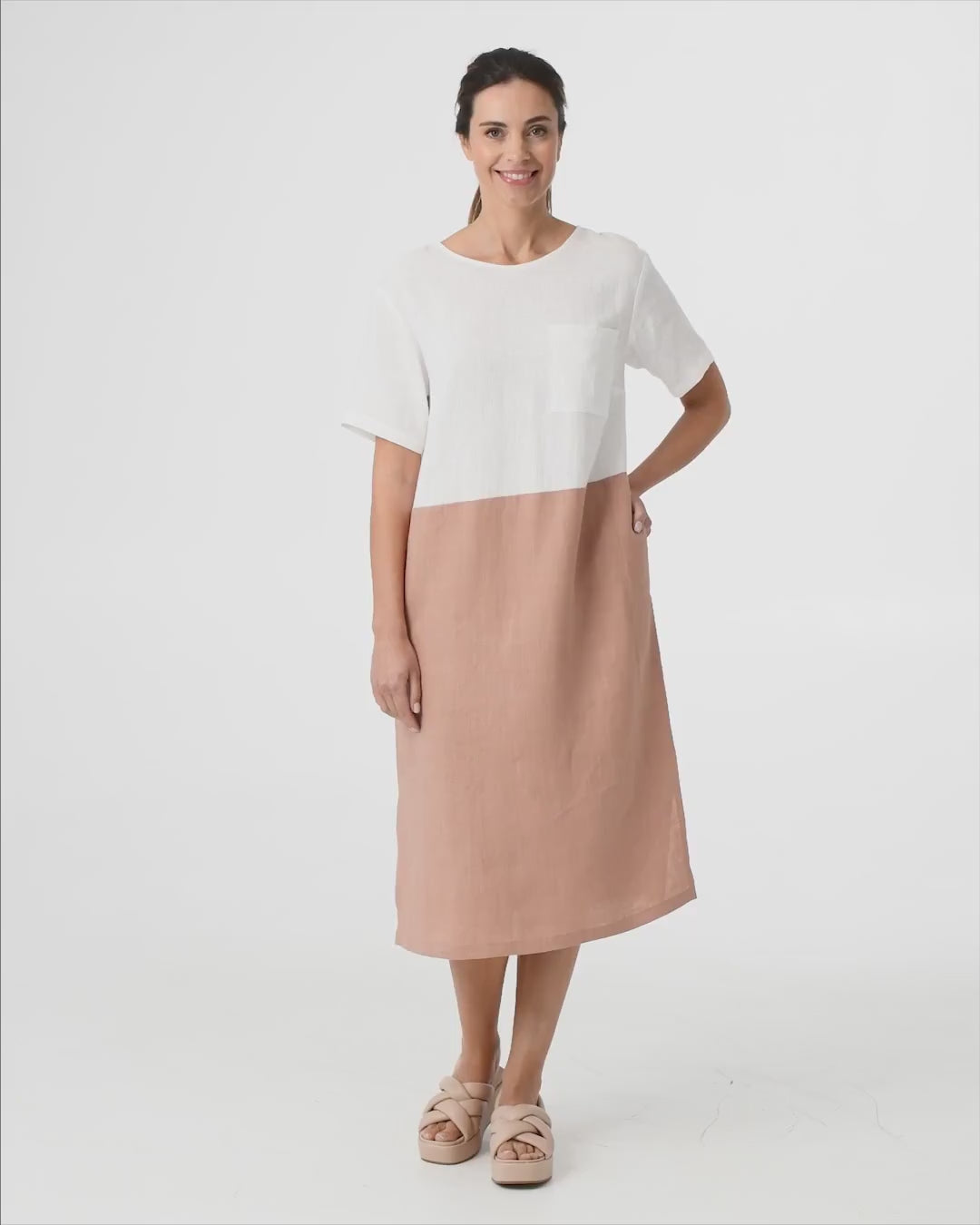 Color-block Linen Dress PALAWAN | MagicLinen