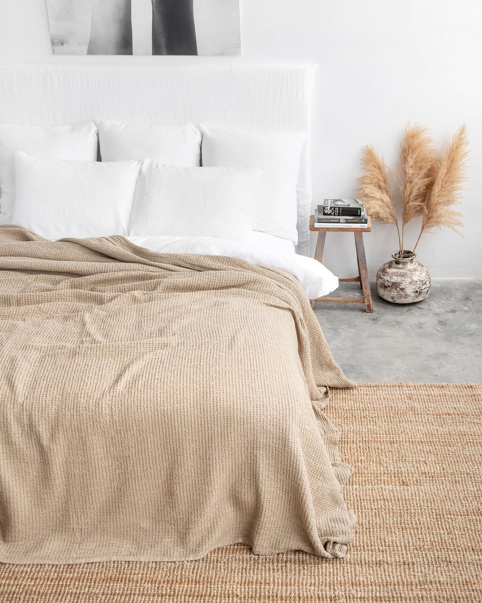 Beige Waffle Blanket | MagicLinen