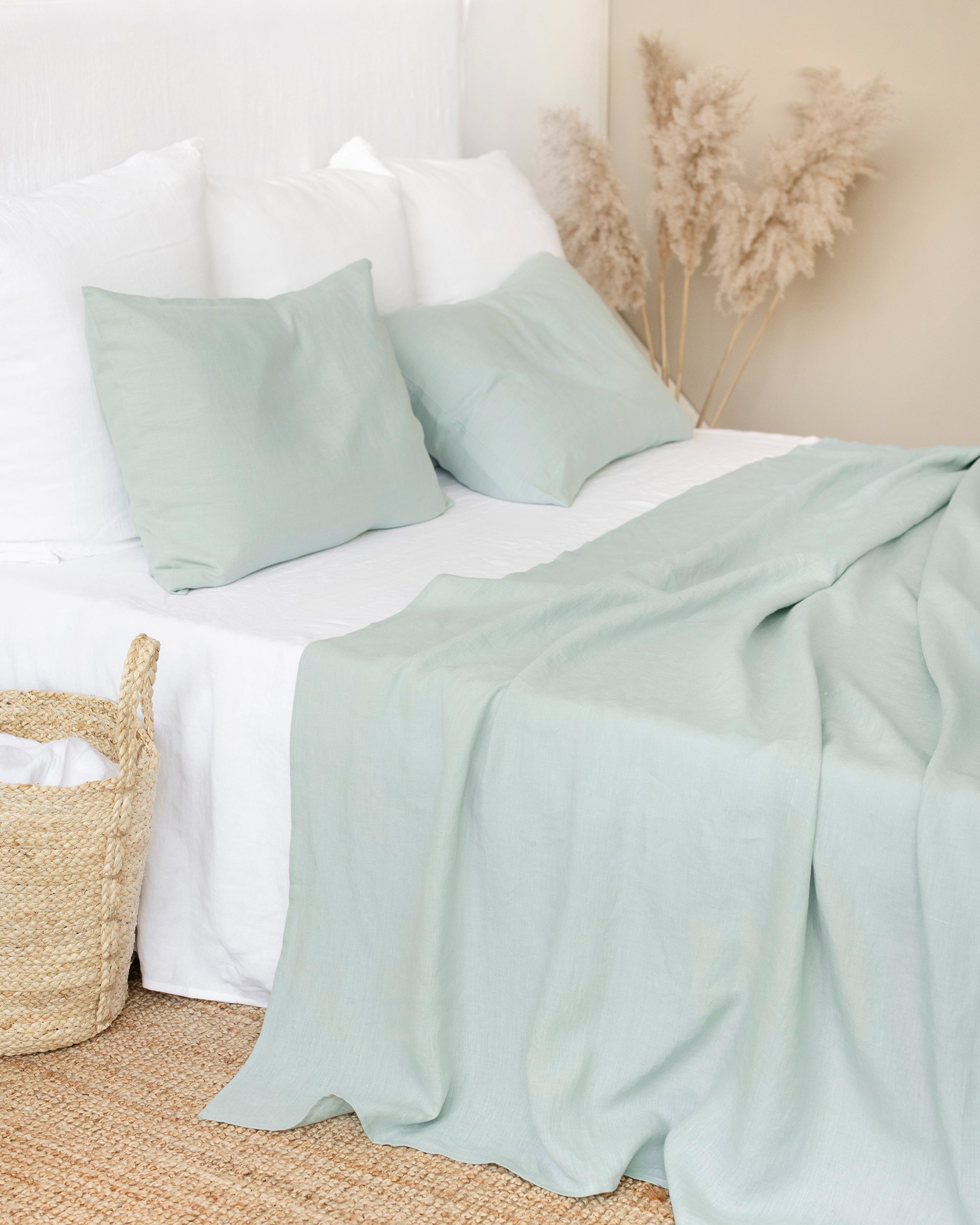 Dusty Blue Linen Flat Sheet | MagicLinen
