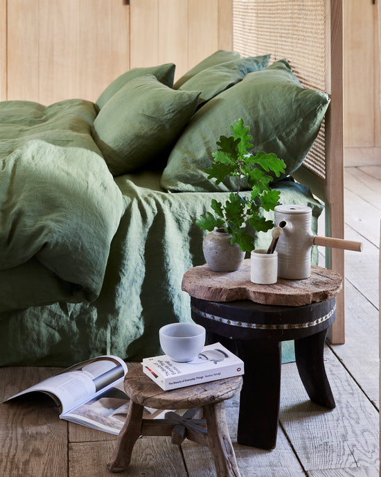 Forest green linen pillowcase | MagicLinen
