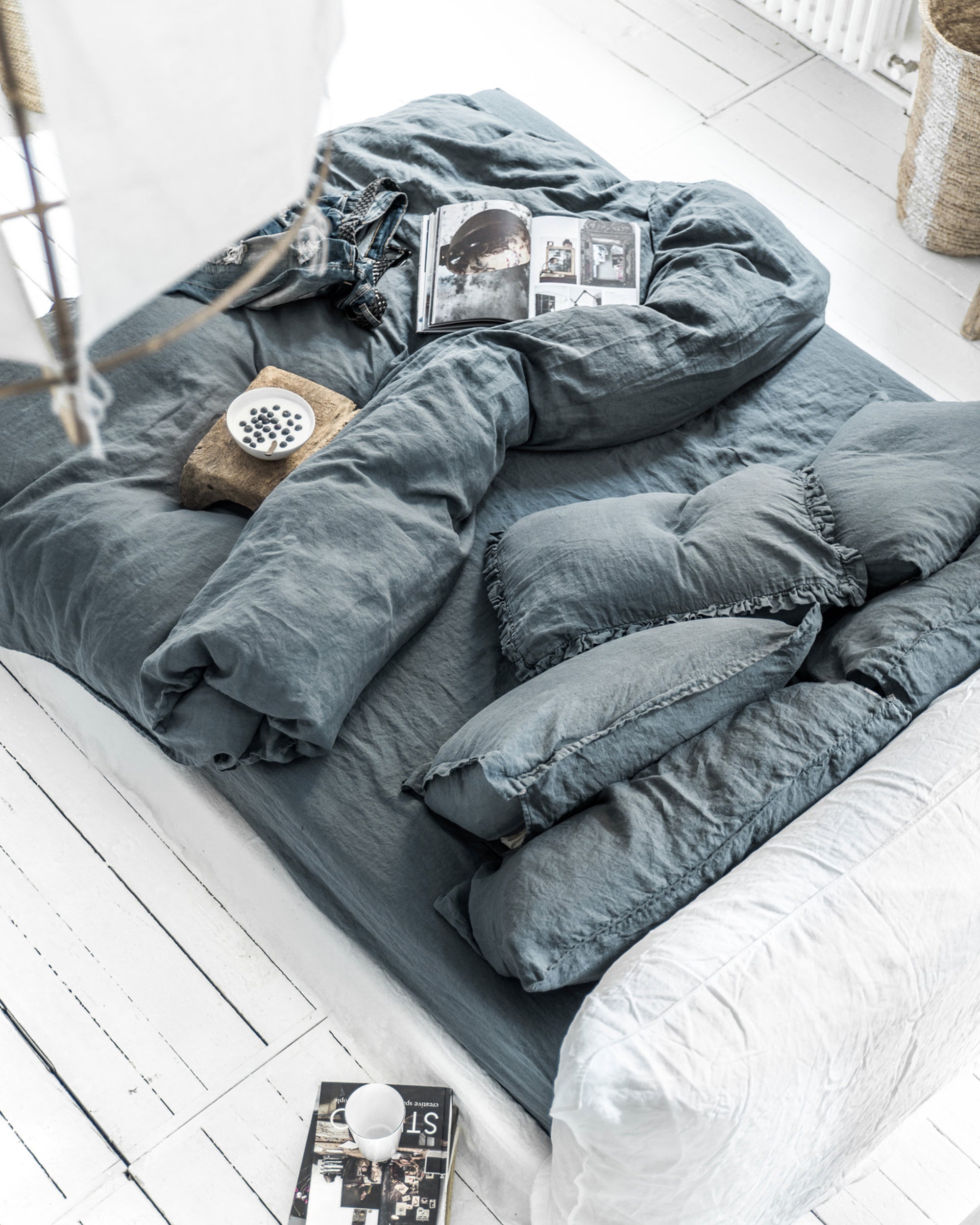 Grey Blue Linen Duvet Cover MagicLinen