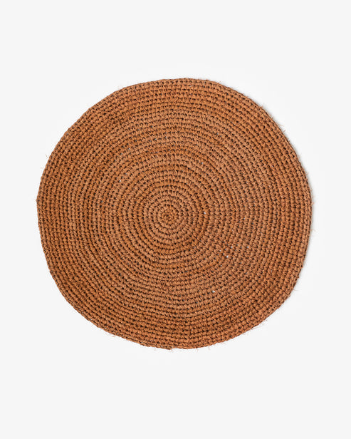 Hand Knitted Linen Rug in Cinnamon | MagicLinen