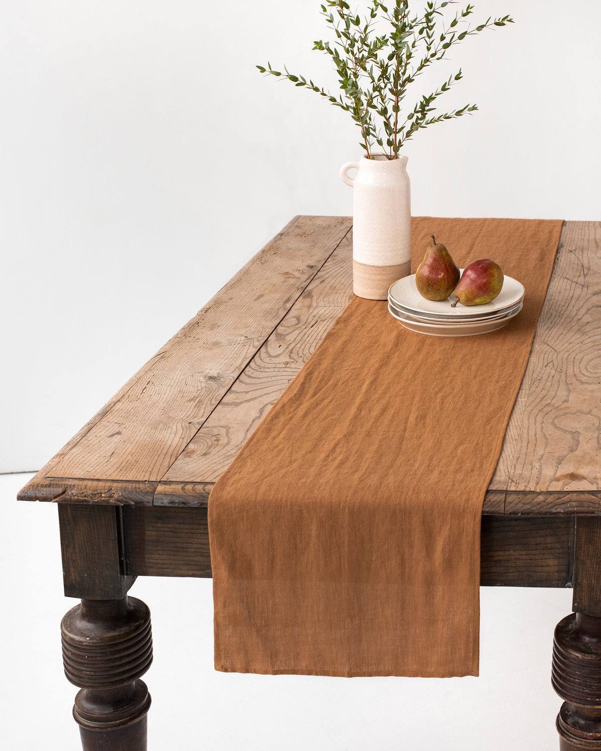 Stone Washed Linen Table Runner in Cinnamon | MagicLinen