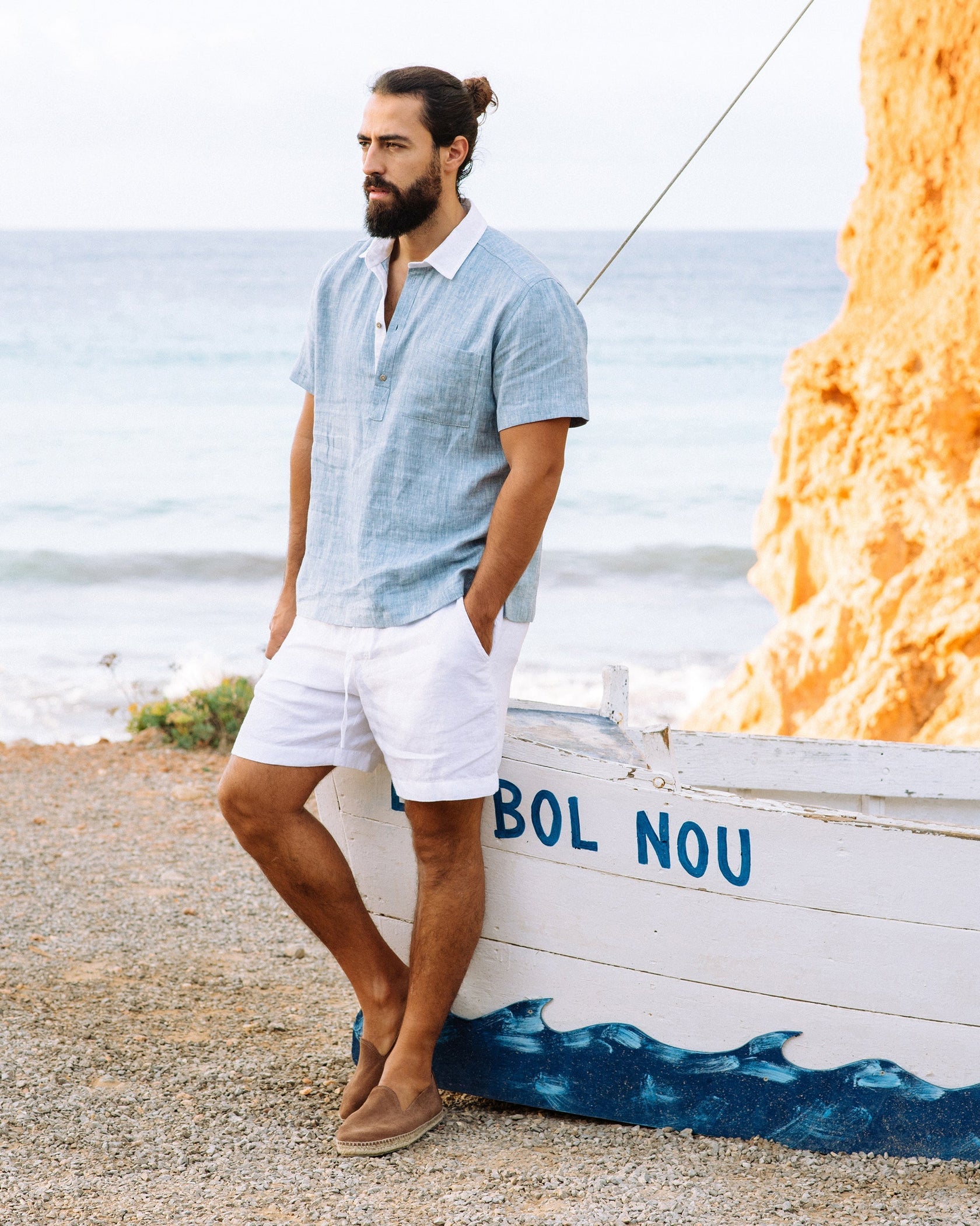 Men's linen shorts STOWE in White | MagicLinen