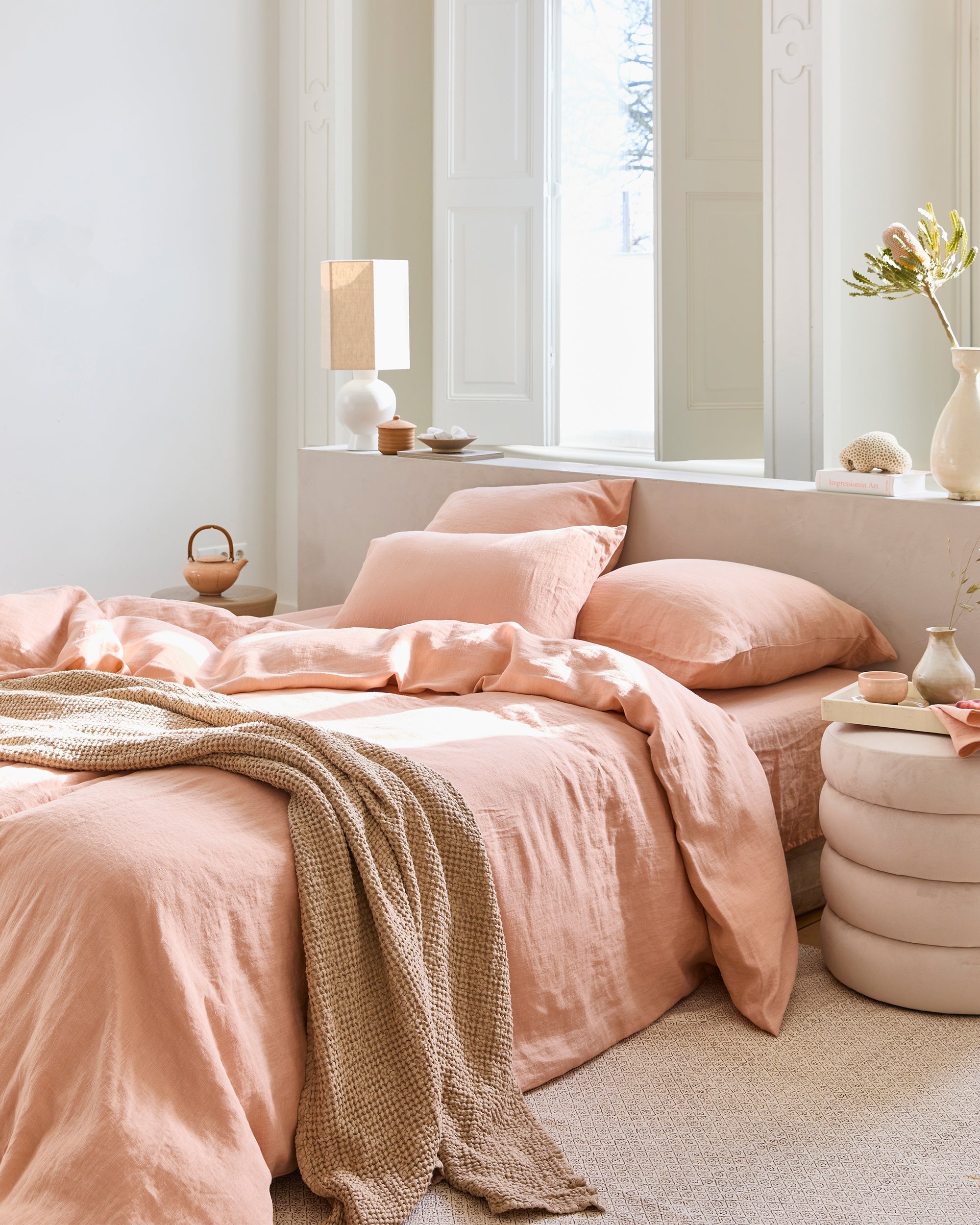 Peach Linen Pillow Cover | MagicLinen