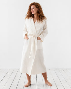 Women's Linen Robe in White | MagicLinen